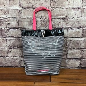 PINK Victoria's Secret | Bags | Pink Victorias Secret Black Vinyl Beach ...